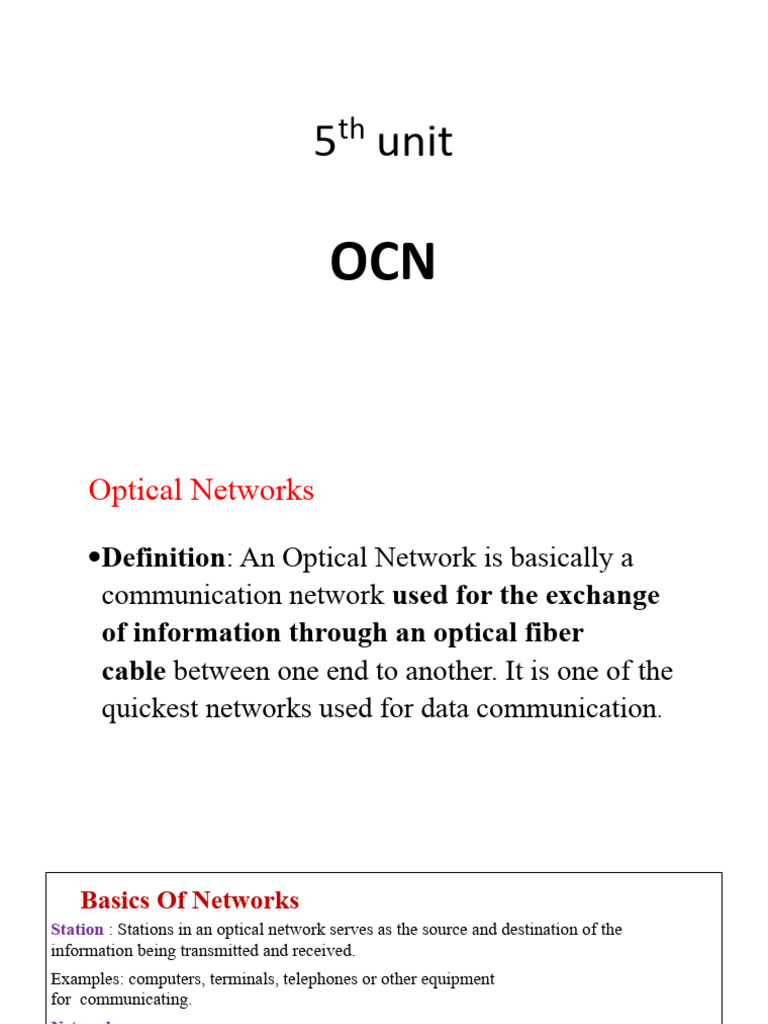 5th Unit OFC | PDF | Wavelength Division Multiplexing | Network Topology