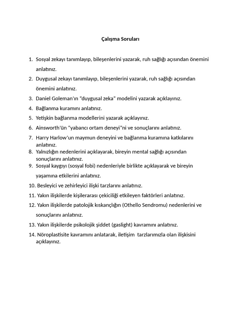 Calisma Sorulari | PDF