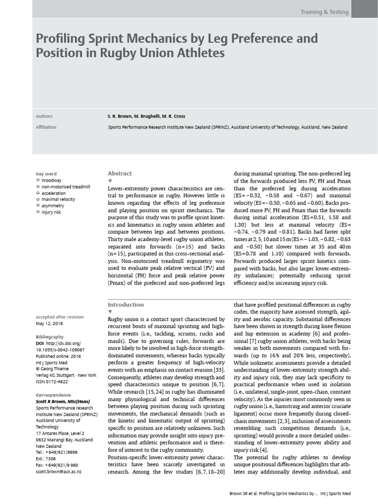 Brown 2016- Perfil mecanico sprint | PDF | Force | Acceleration