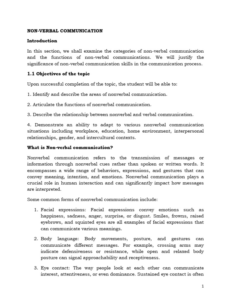 Non Verbal Communication | PDF | Nonverbal Communication | Communication