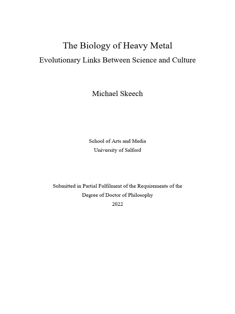 The Biology of Heavy Metal: Evolutionary Links Between Science and ...