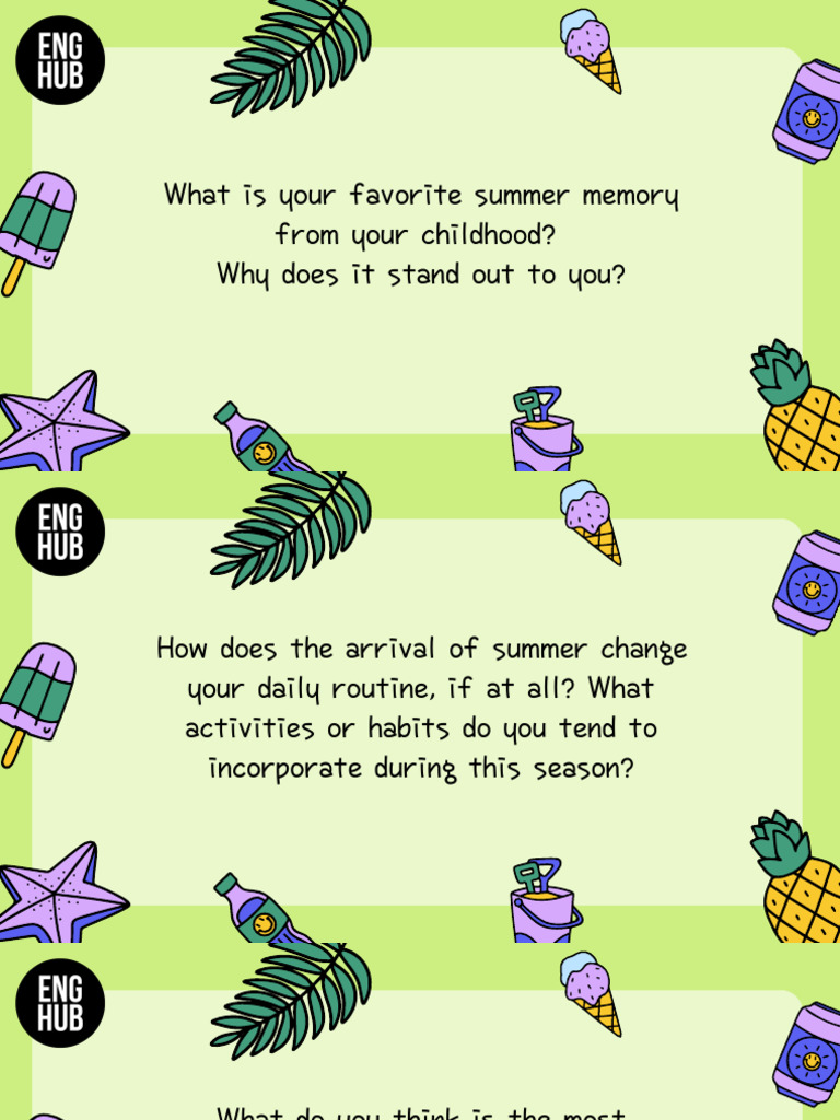 Summer Speaking Activities and Memories | PDF
