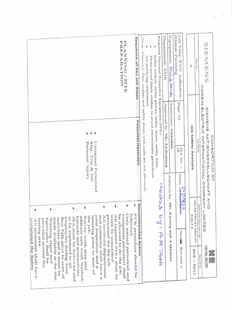 EHS-Ro17 JSA PVC Thinner | PDF
