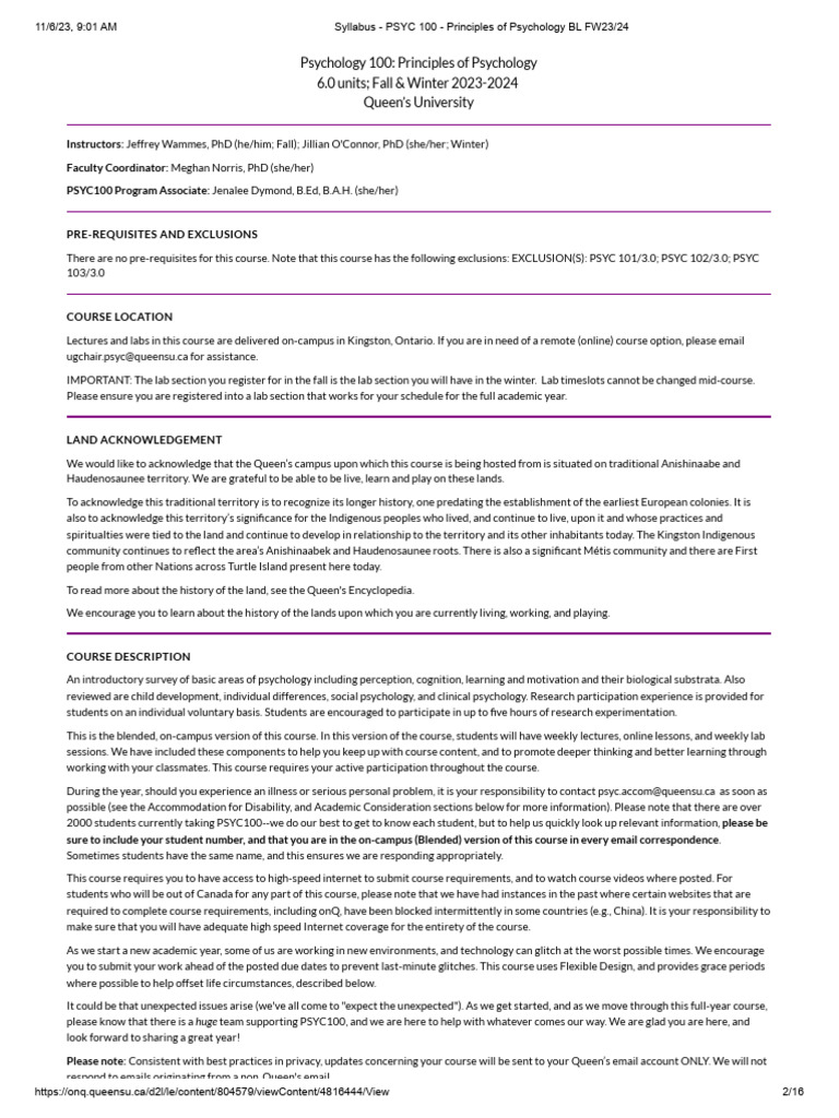 PSYC 100-Principles of Psychology BL | PDF | Turnitin | Academic Integrity