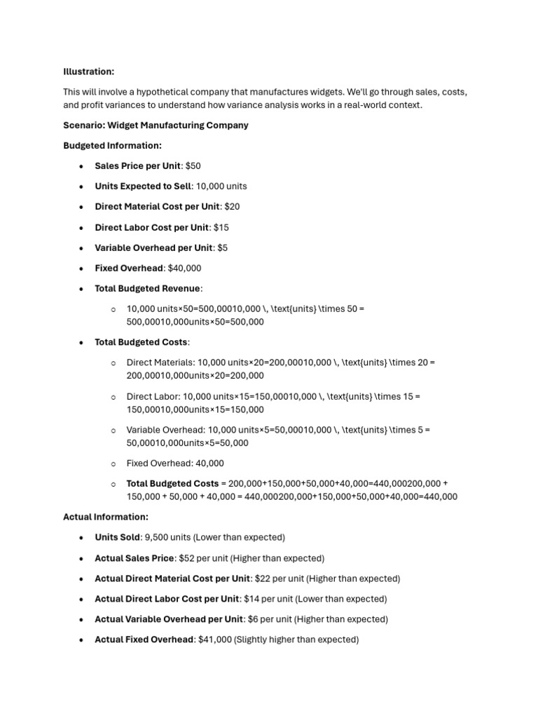 Illustration For Variance Analysis | PDF | Prices | Variance