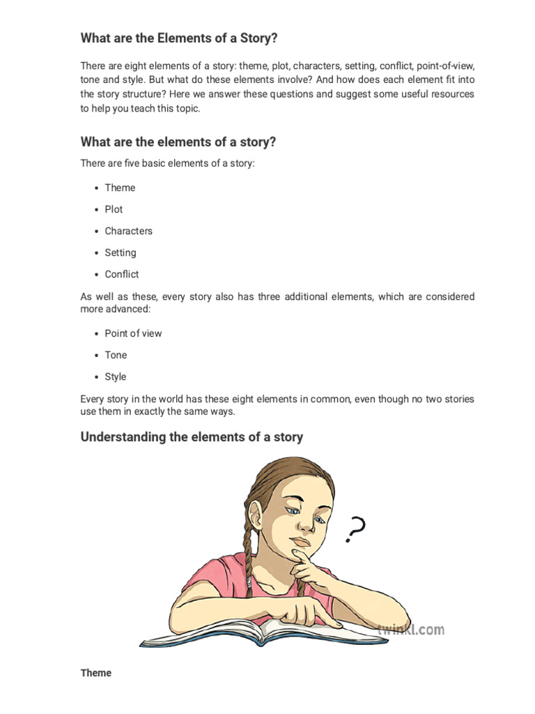 Eight Elements of A Story - Theme, Plot, Setting and More | PDF | Narration