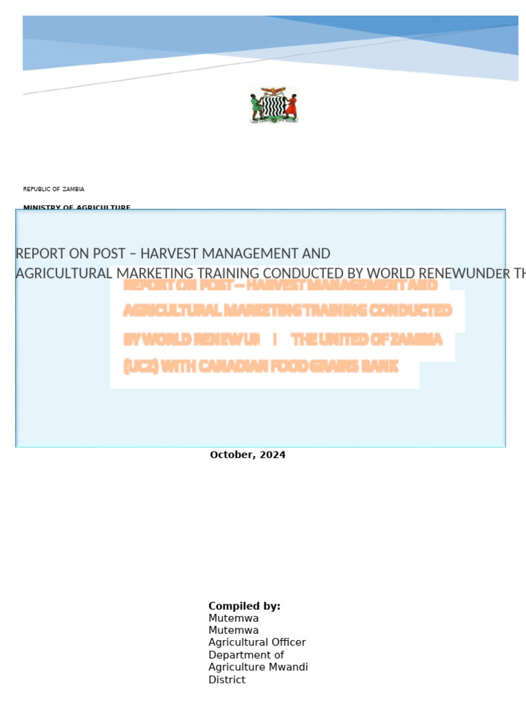Post-Harvest Management Training Report | PDF | Agriculture | Market ...