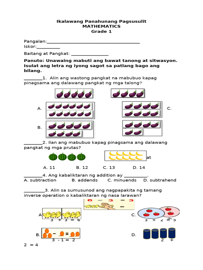 Rces Mathematics 1 Q2 Test Questions | PDF