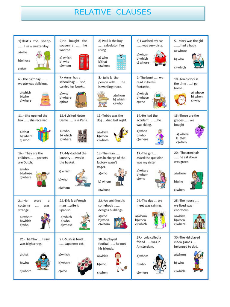 Relative Clauses Tests - 49337 | PDF