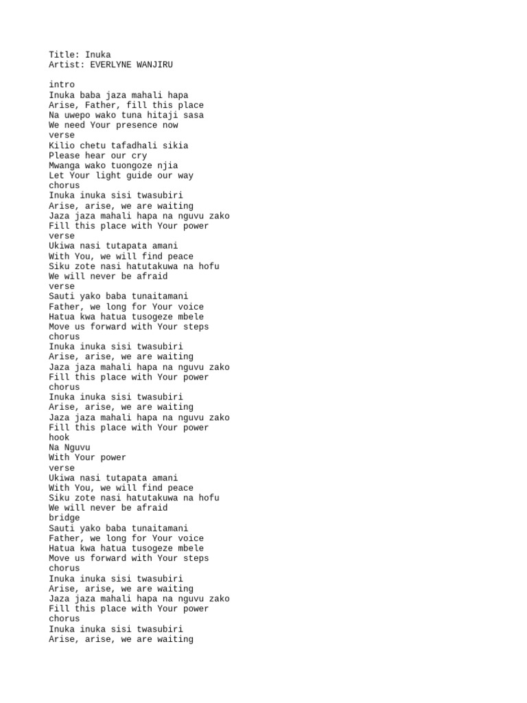Inuka (Everlyne Wanjiru) | PDF