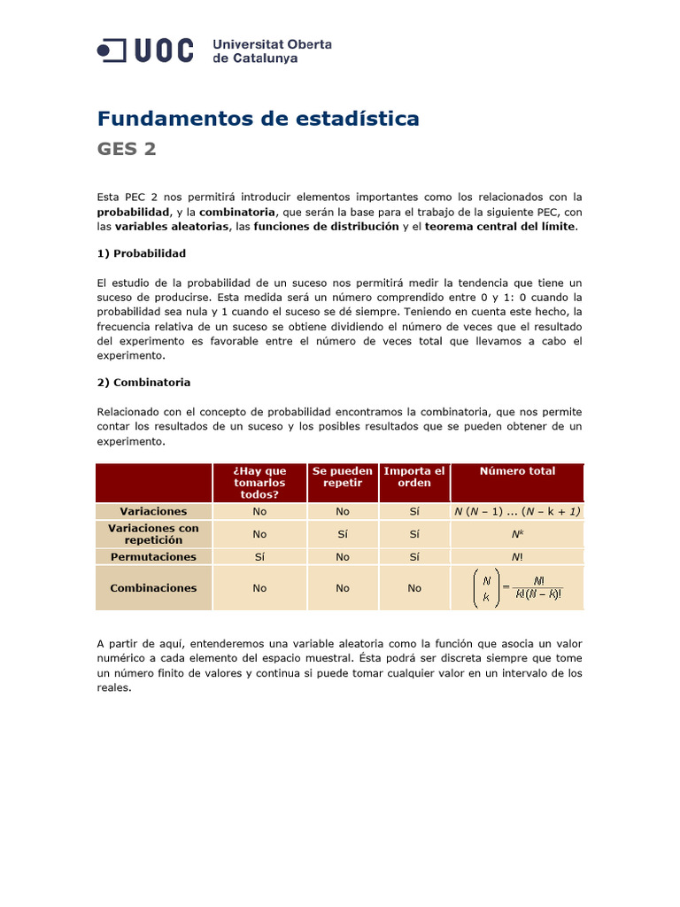 FundamentosEstadistica GES-2 | PDF