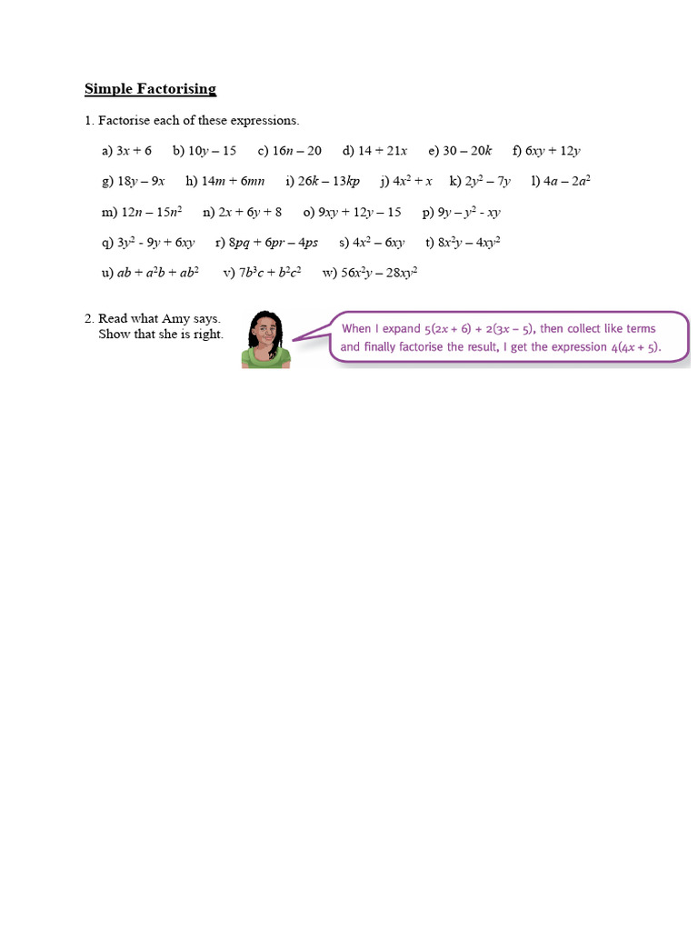 Simple Factorising | PDF