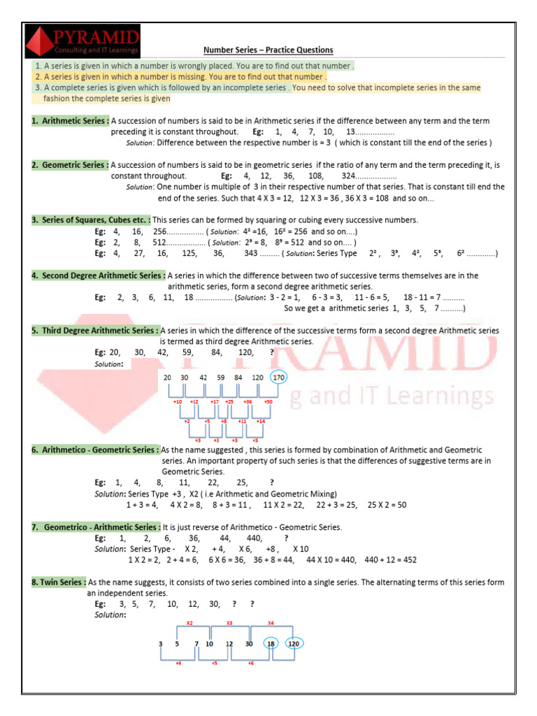 Number Series Practice Questions | PDF | Mathematics | Arithmetic