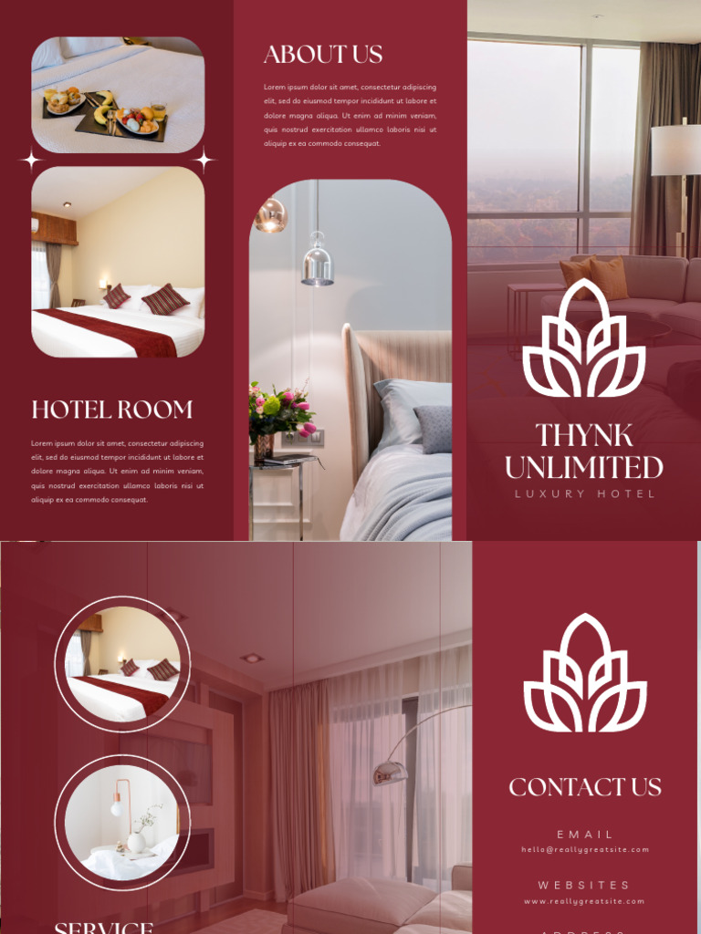 White and Red Modern Hotel Promotion Trifold Brochure | PDF
