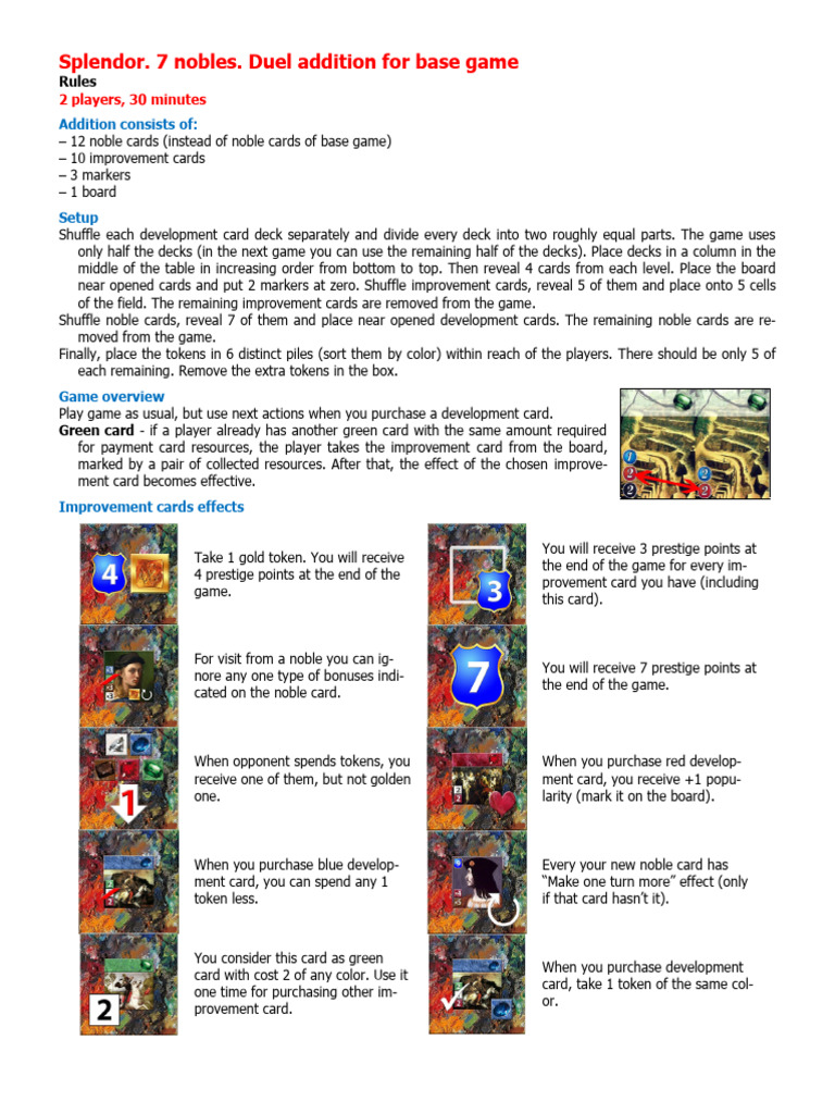 Splendor Duel Rules | PDF | Consumer Goods | Sports