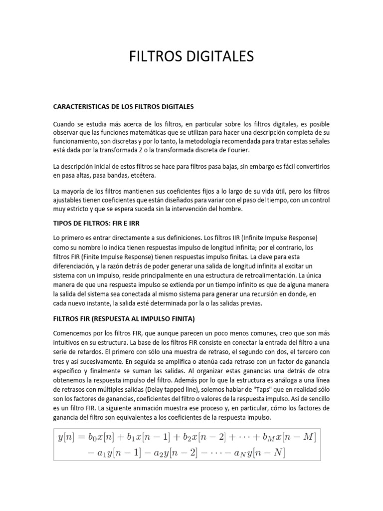 Filtros Digitales | PDF | Filtro electronico | Ingeniería Informática