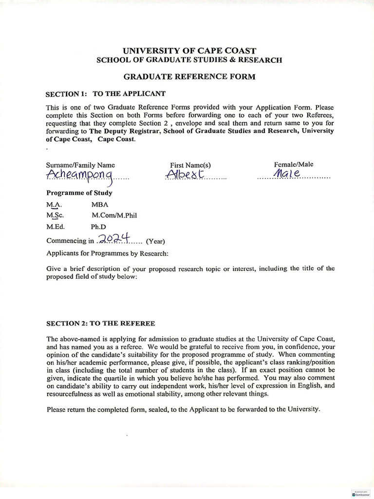 Reference Letter 1 | PDF
