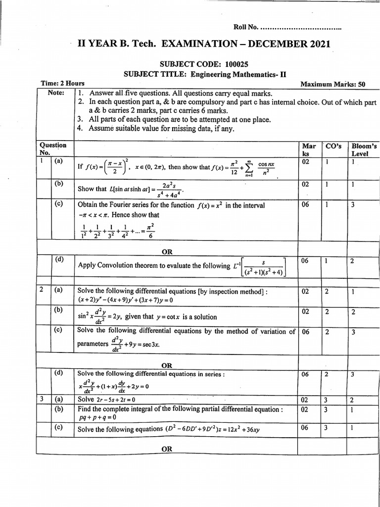 Engineering Mathematics - Ii | PDF