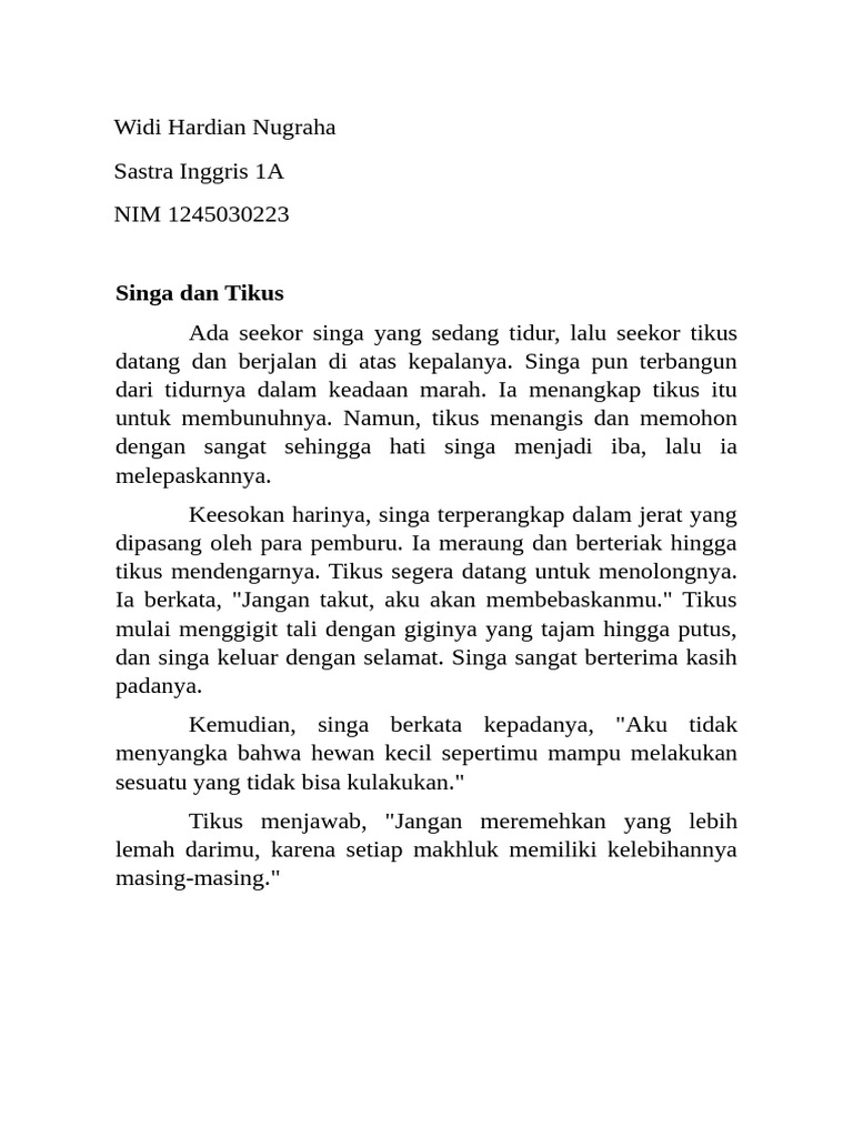 Arabic Singa Dan Tikus | PDF | Dewasa Muda