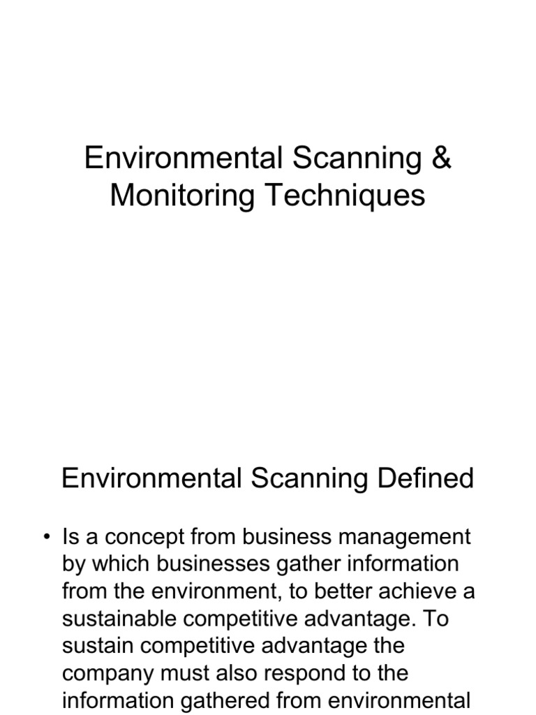 Environmental Scanning & Monitoring Techniques | PDF | Swot Analysis ...