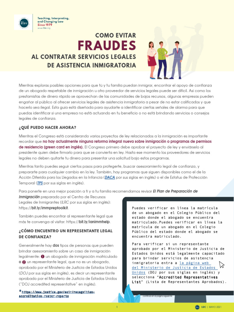 Avoiding Fraud Spanish April 2021 | PDF | Inmigración | Abogado