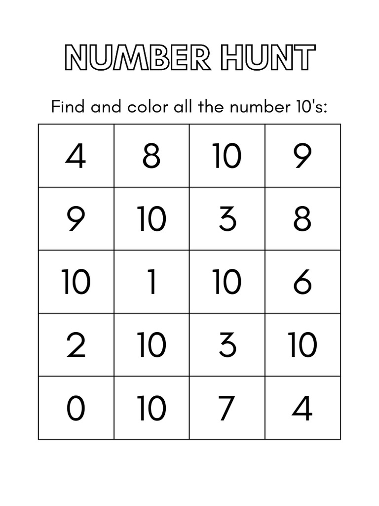 Number Hunt Mathematics Worksheet | PDF