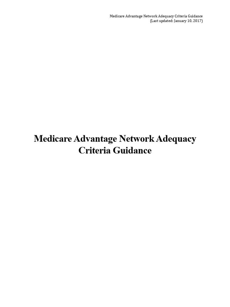 MA Network Adequacy Criteria Guidance Document 1-10-17 | PDF | Medicare ...
