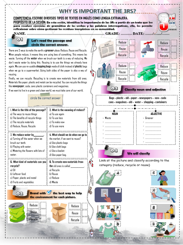 FICHA 1 - JERRURAL - 3ER GRADO - WHY IS IMPORTANT THE 3rs | PDF ...