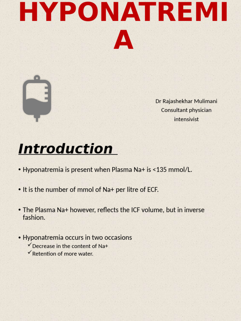 HYPONATREMIA | PDF | Clinical Medicine | Medical Specialties