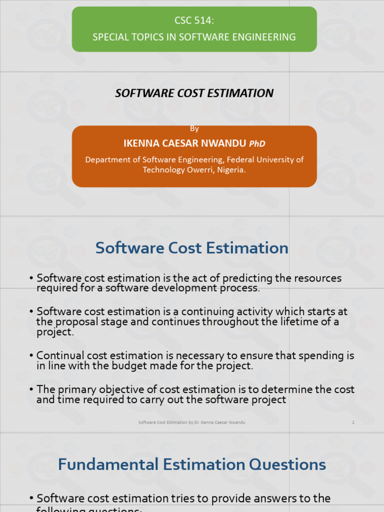CSC 514 - Software Cost Estimation | PDF | Computing | Computer Science