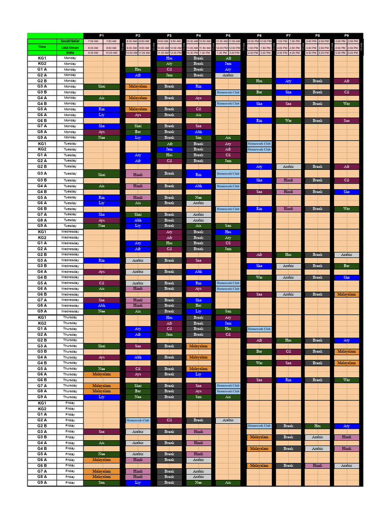 Weekly Class Schedule Overview | PDF | International Economic ...