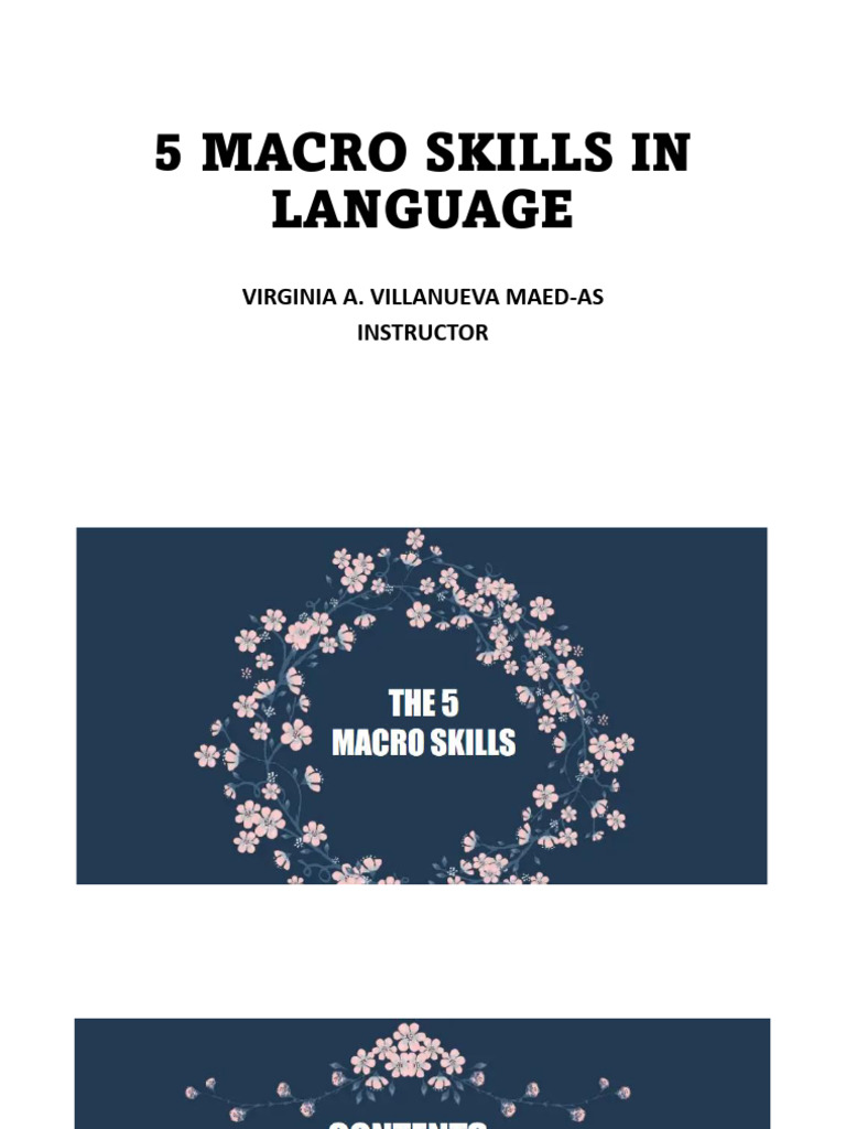 5 Macro Skills in Language PDF | PDF