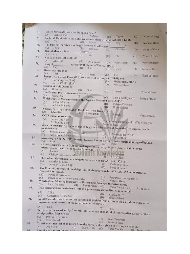 ASF AD Past Paper 4 2022 | PDF