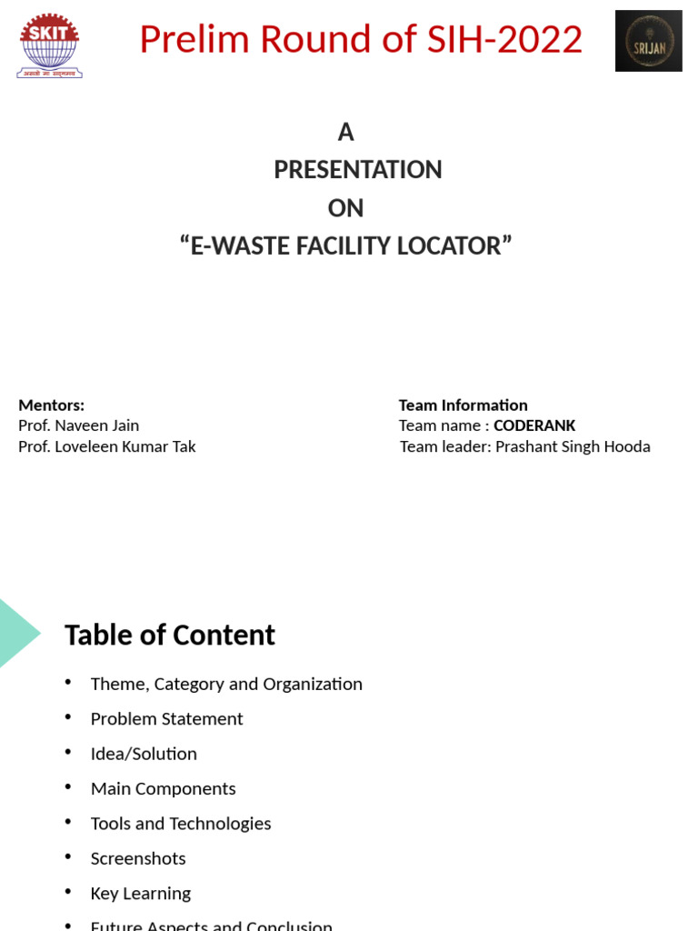 SKIT Hackathon Ppt-Ewaste | PDF | Electronic Waste | Computing