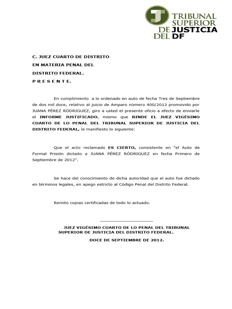 Informe Justificado | PDF | Derecho