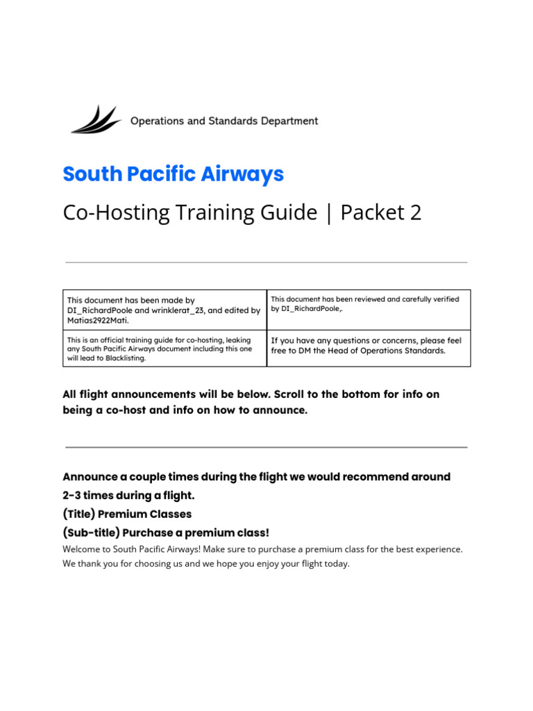 Co-Hosting Training Guide | PDF | Aviation | Aviation Safety