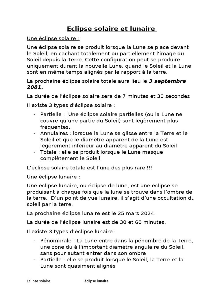 Copie de Perfect Eclipse Solaire Et Lunaire | PDF