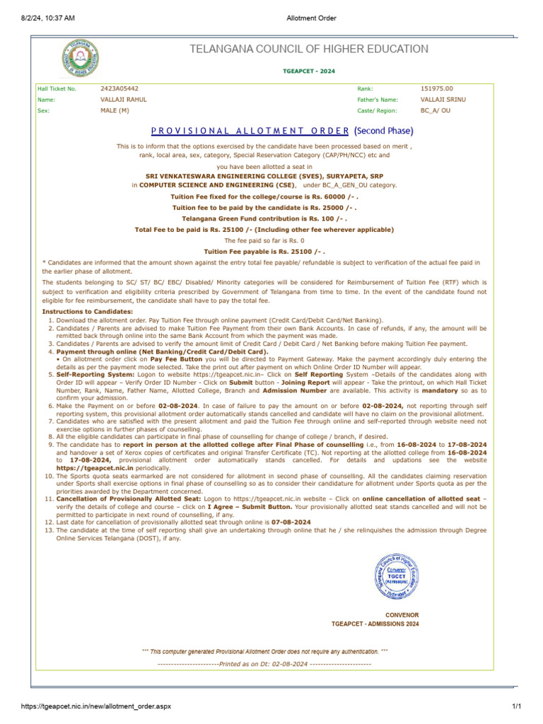 Allotment Order | PDF | Payments | Credit Card