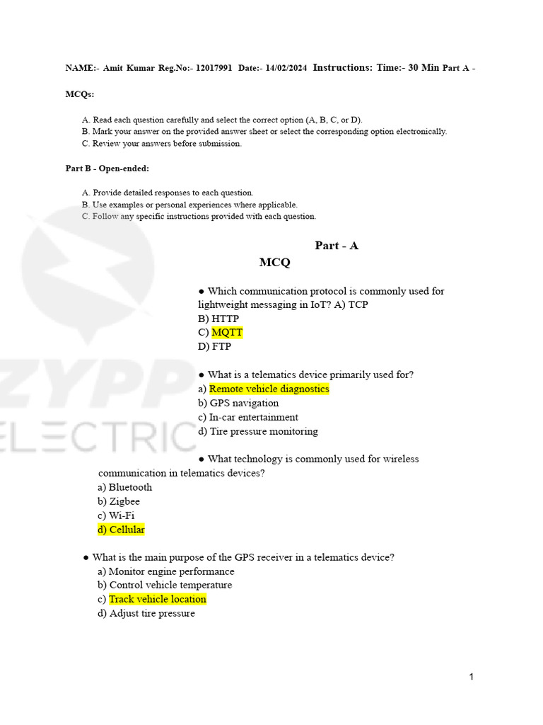 IoT Questions | PDF | Internet Of Things | Computer Security