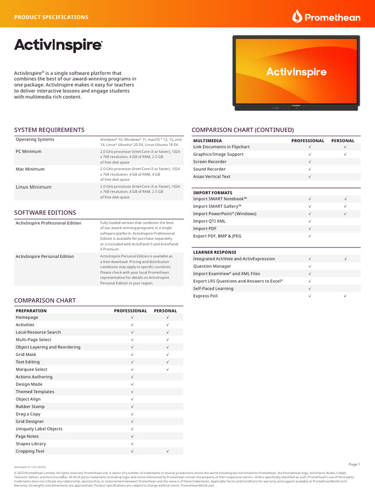 ActivInspire_SS_1123v8.8_EN | PDF | Microsoft Windows | Graphical User Interfaces