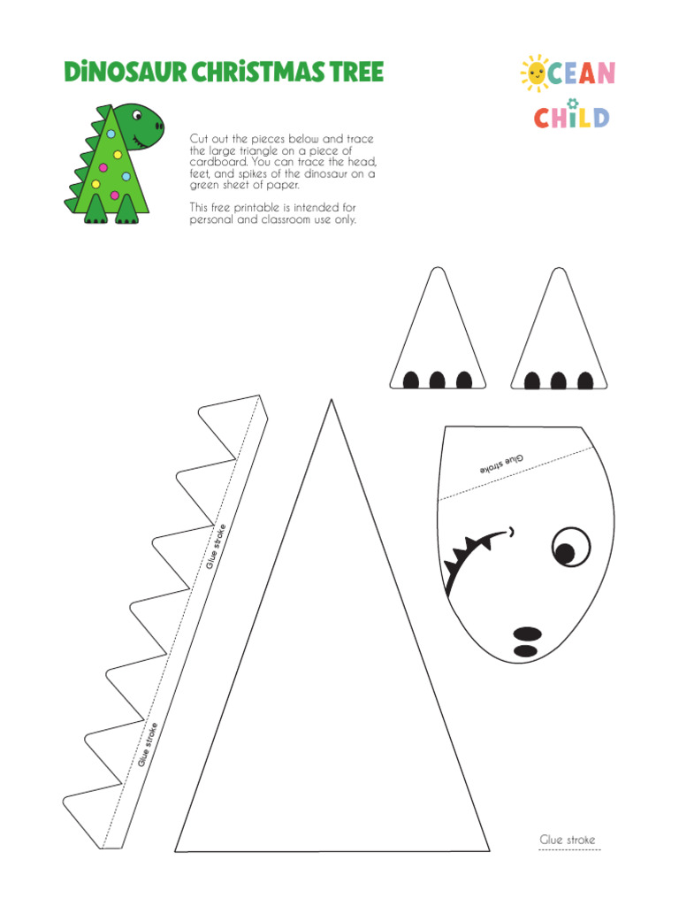 Free Dinosaur Christmas Tree Craft | PDF