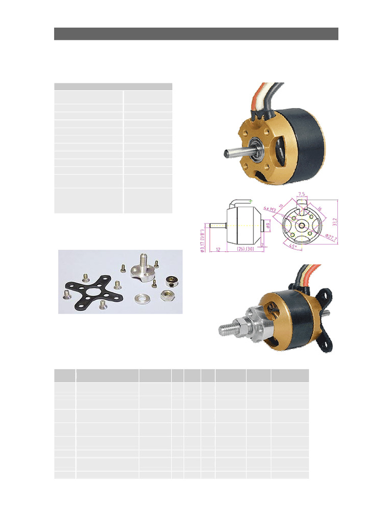 AXI 2208/20 Brushless Motor Specs | PDF | Electricity | Electrical ...