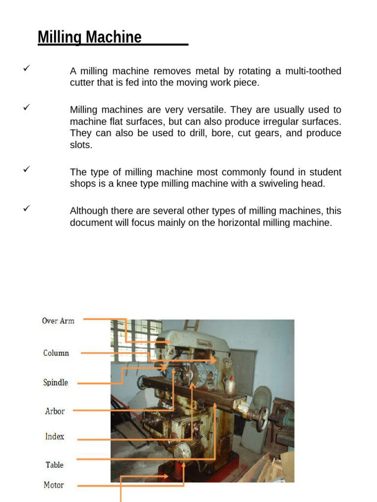 Overview of Milling Machines and Techniques | PDF | Industrial ...