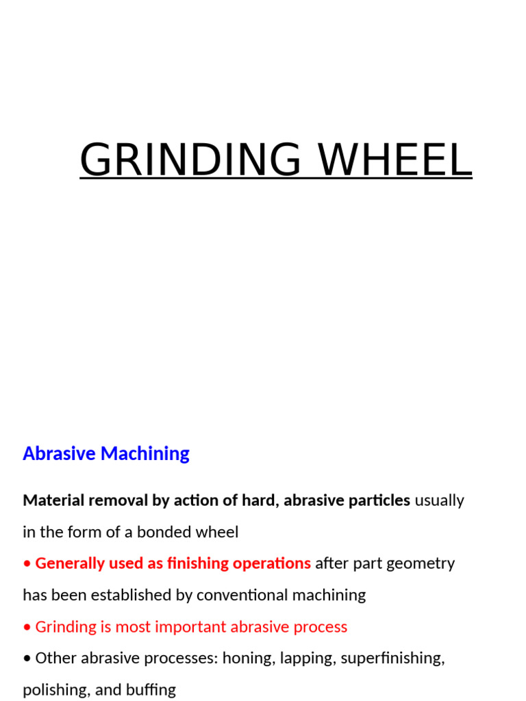 Lecture 5 Grinding Wheel Specificatons | PDF | Abrasive | Grinding ...