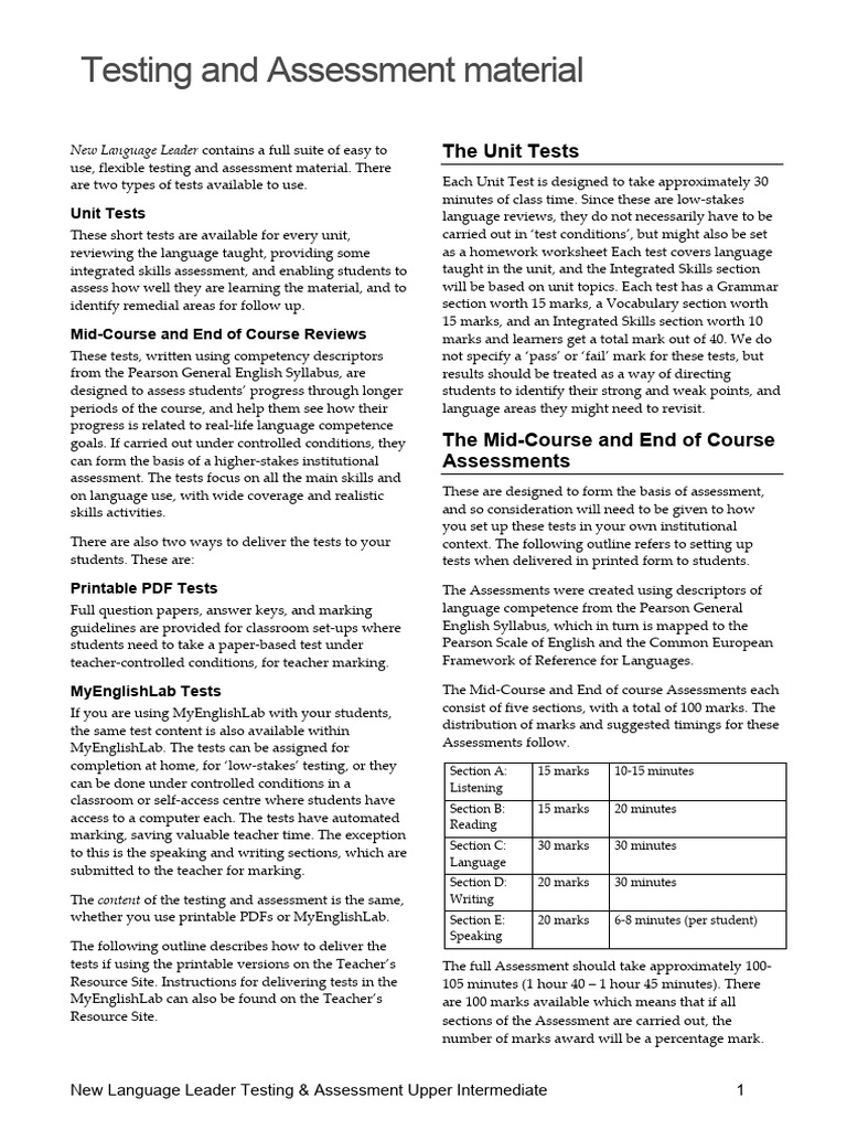 Introduction To Testing & Assessment - UPPER INT | PDF | Question ...