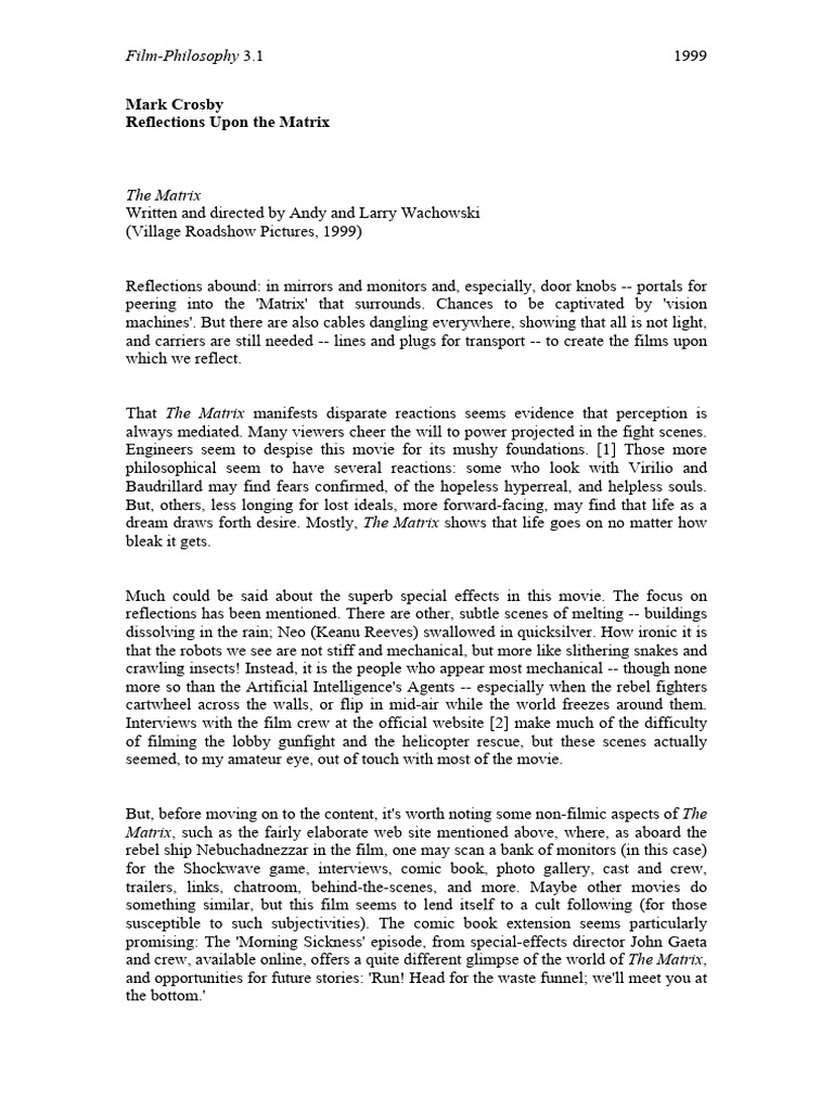 Crosby 2017 Reflections Upon The Matrix | PDF