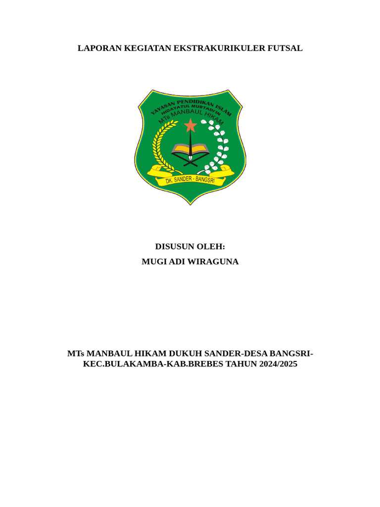 Laporan Kegiatan Ektrakurikuler Futsal | PDF
