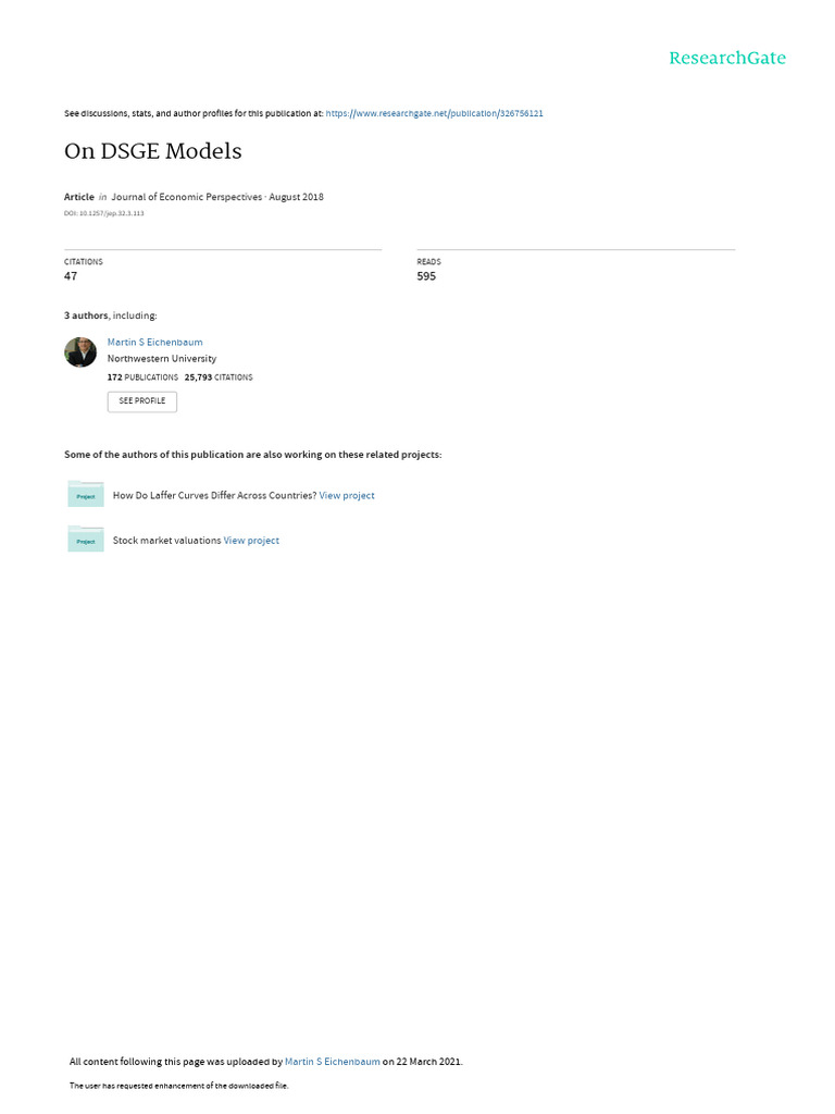 Christiano, Eichenbaum, Trabandt - On DSGE Models | PDF | New Keynesian ...