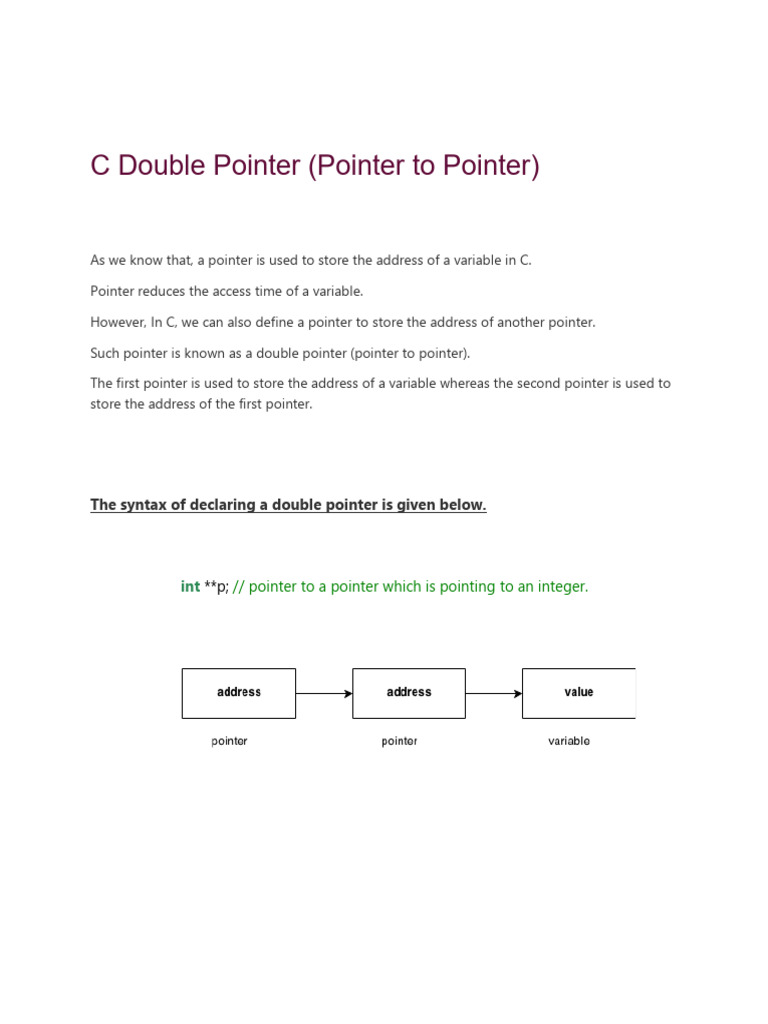 C Double Pointer | PDF