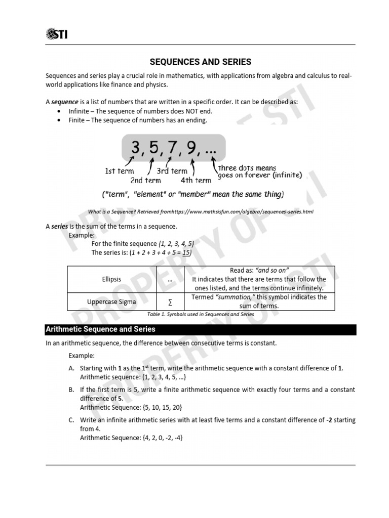 01 Handout 1 | PDF | Summation | Sequence